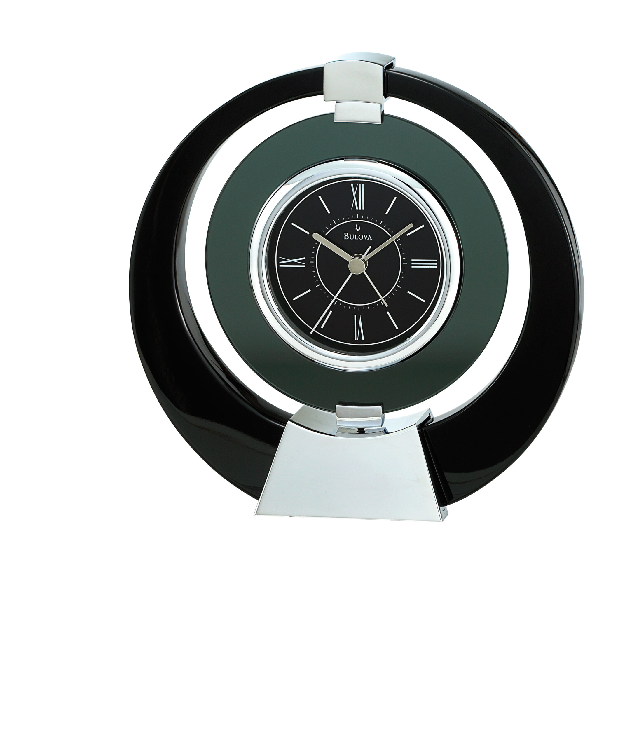 Bulova Moda Pivoting Piano Finish Black Table Clock – Black Hands ...